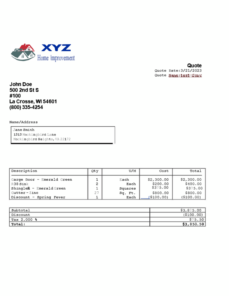 Remodeling & Home Improvement Estimate Template – MarketSharp